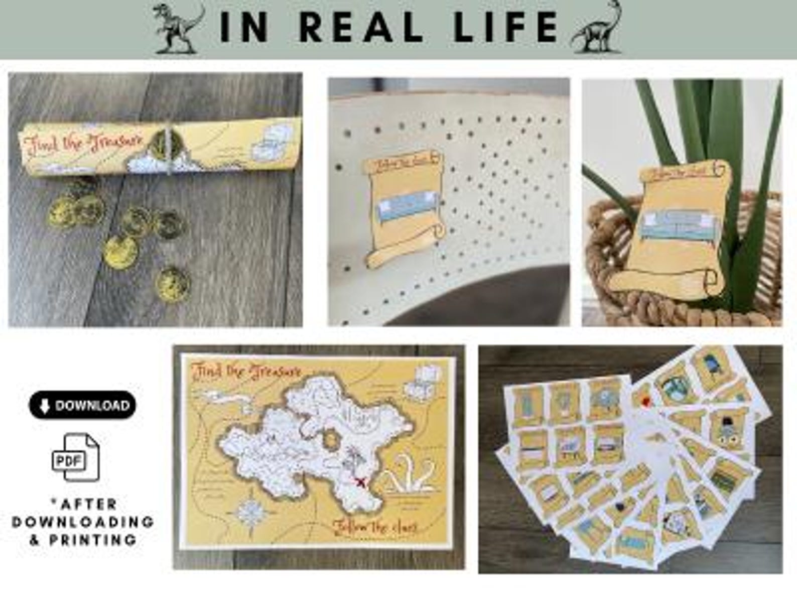 Dinosaur Treasure Hunt Map and Clues, Digital Download, Fun Family Game ...