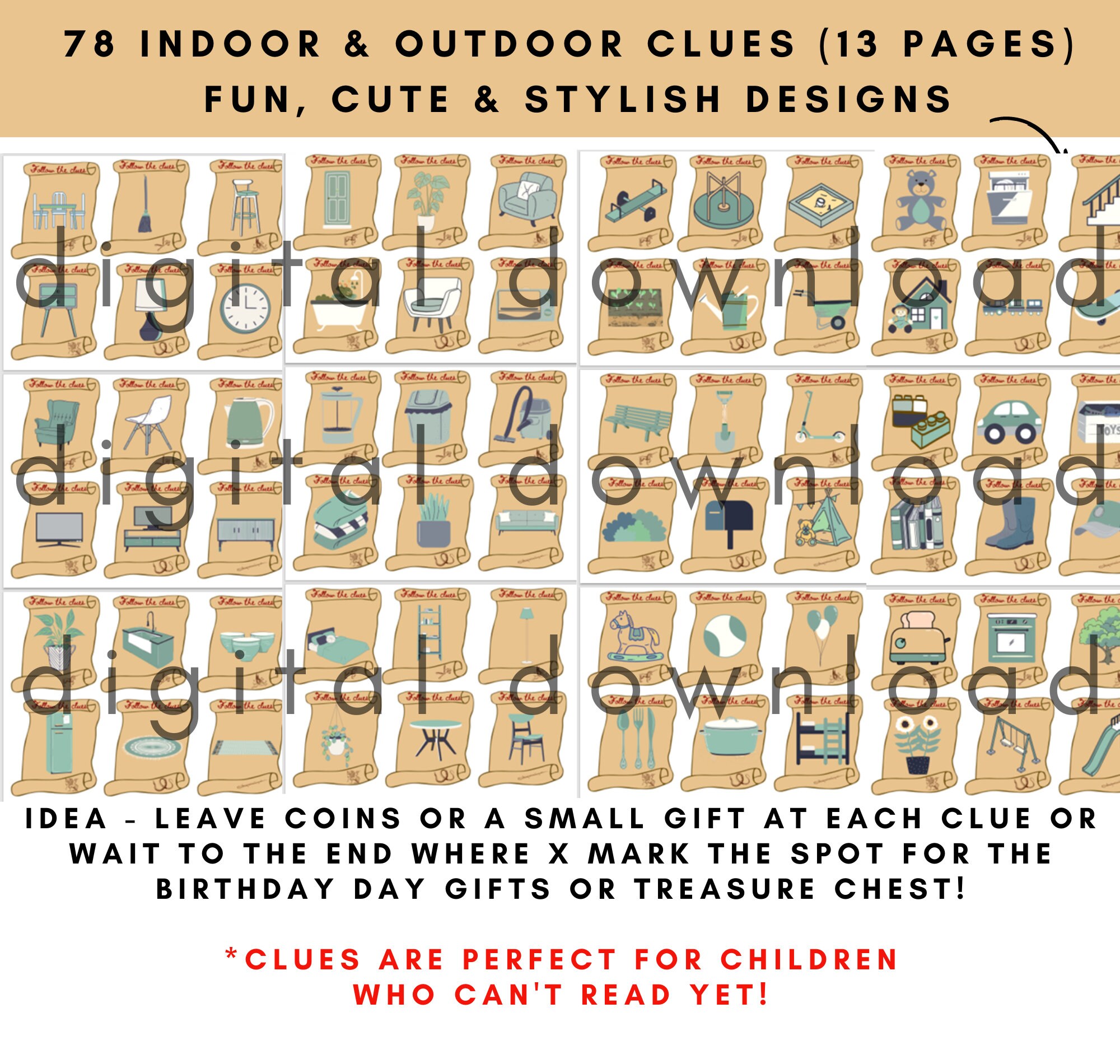 Wizard Treasure Hunt Map & Clues, Digital Download, Magical Kids Game ...