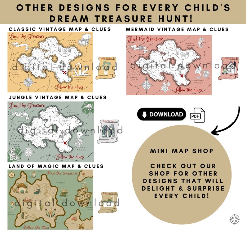 Treasure Hunt Map & Clues Digital Download Kids Game Kids - Etsy