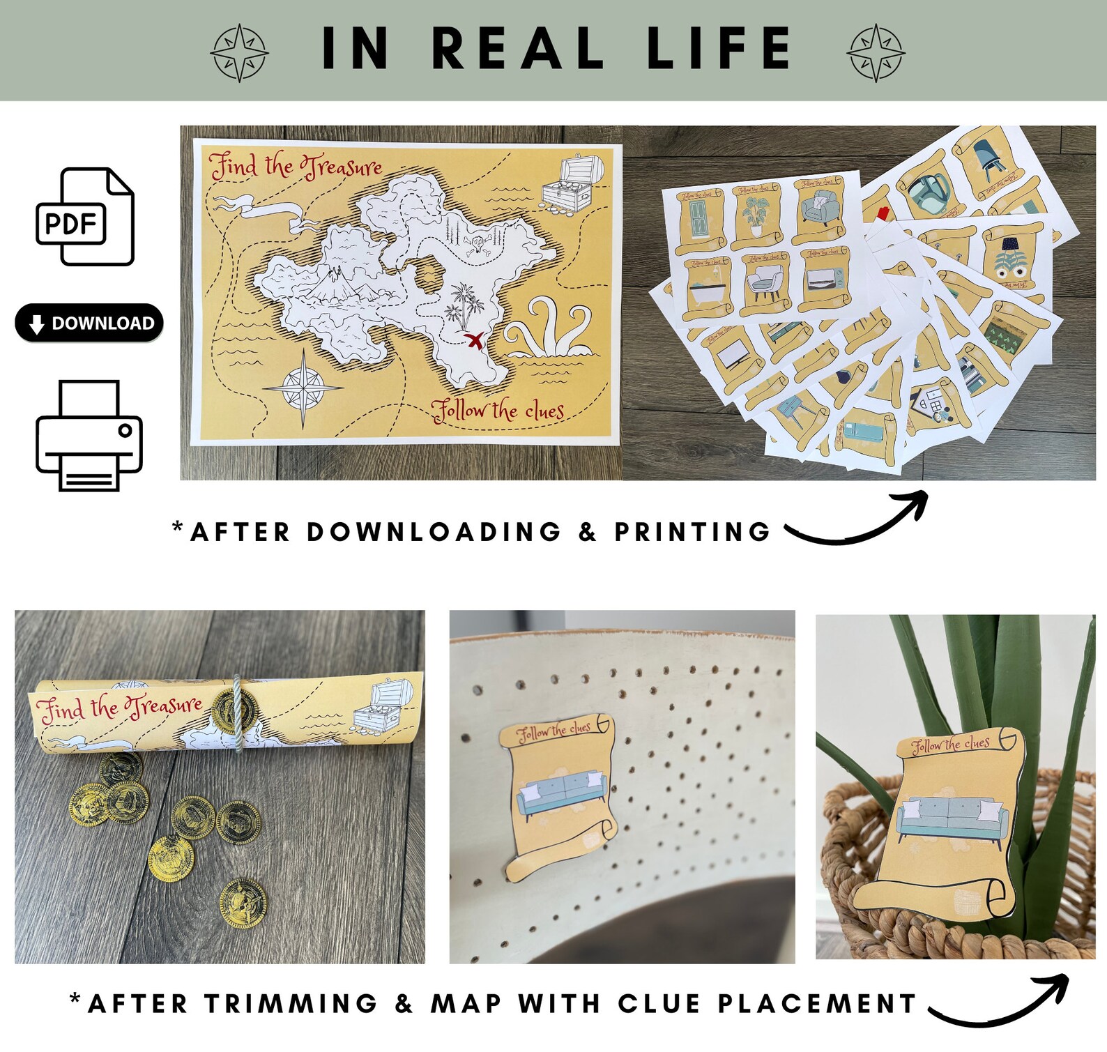 Mermaid Treasure Hunt Map & Clues, Digital Download, Treasure Map for ...