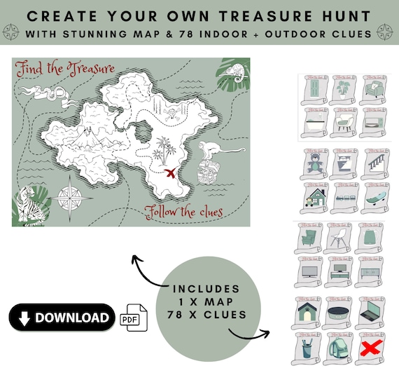 Treasure Hunt Map & Clues Digital Download Kids Game Kids - Etsy UK