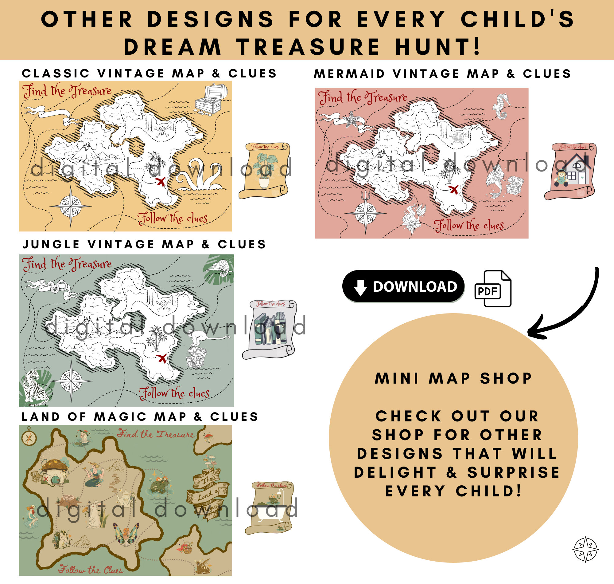 School of Magic Treasure Hunt Map and Clues, Digital Download, Magical ...