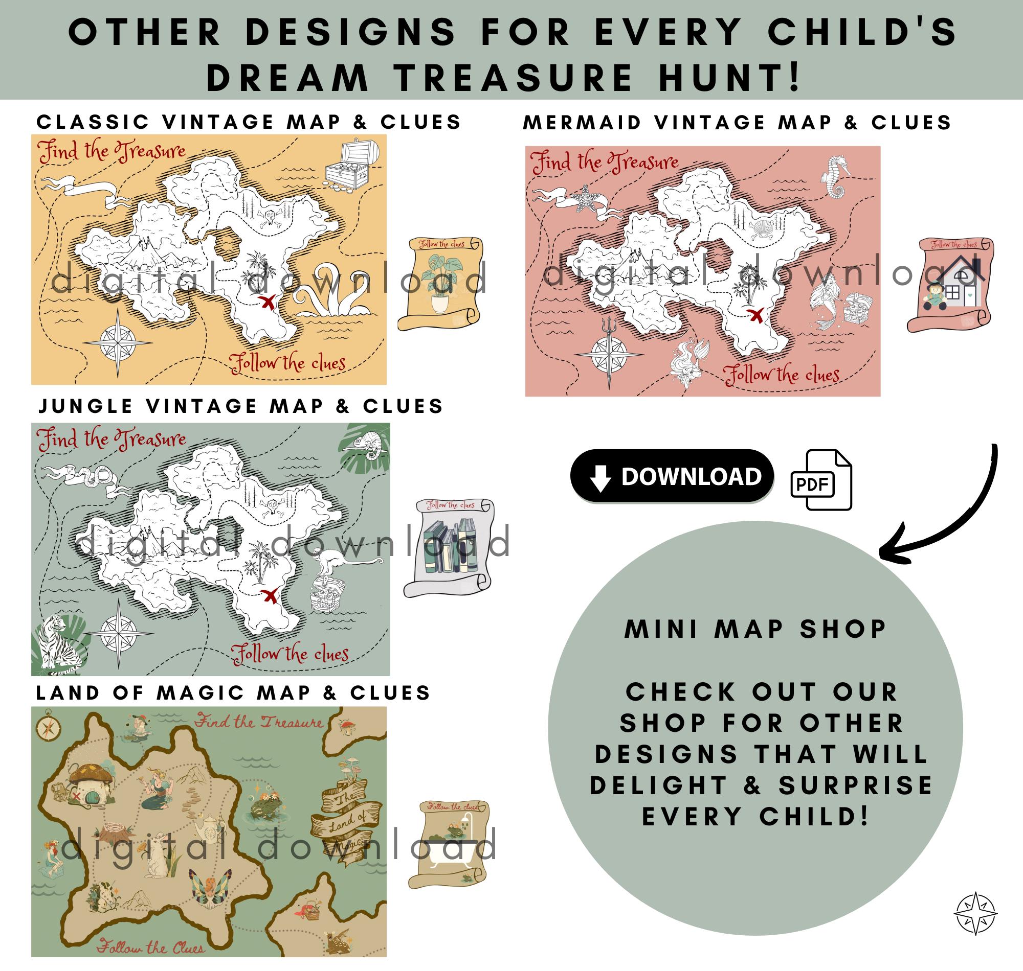 Dinosaur Treasure Hunt Map and Clues, Digital Download, Fun Family Game ...