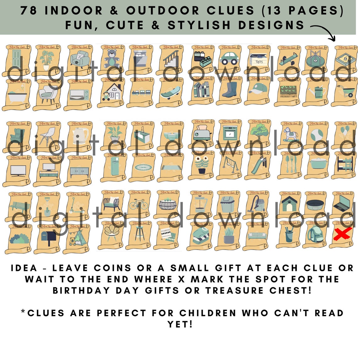 Easter Treasure Hunt Map & Clues for Kids, Easter Egg Hunt, Pirate Map ...