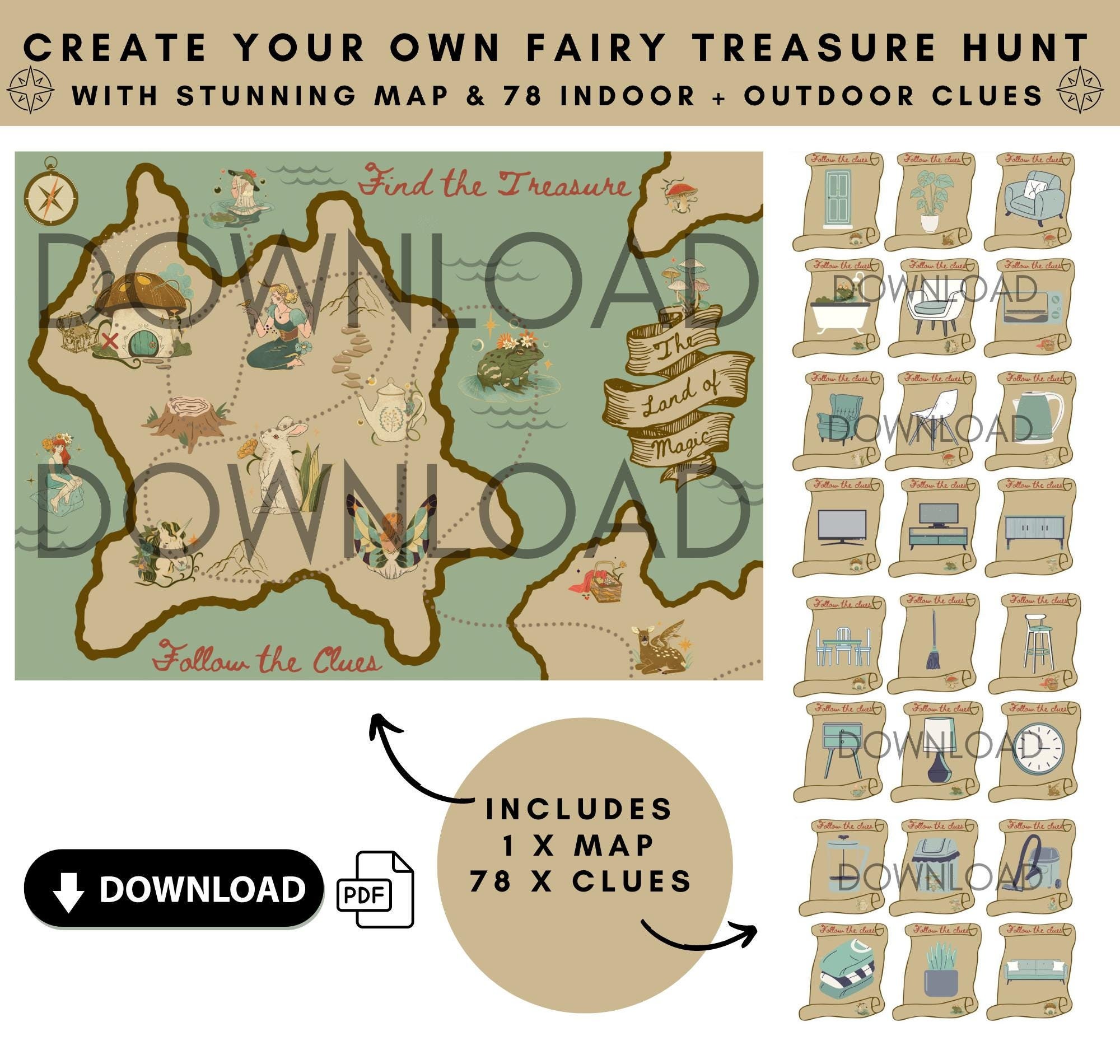 School Holiday Fairy Map & Clues. Digital Download, Kids Game, Magical ...