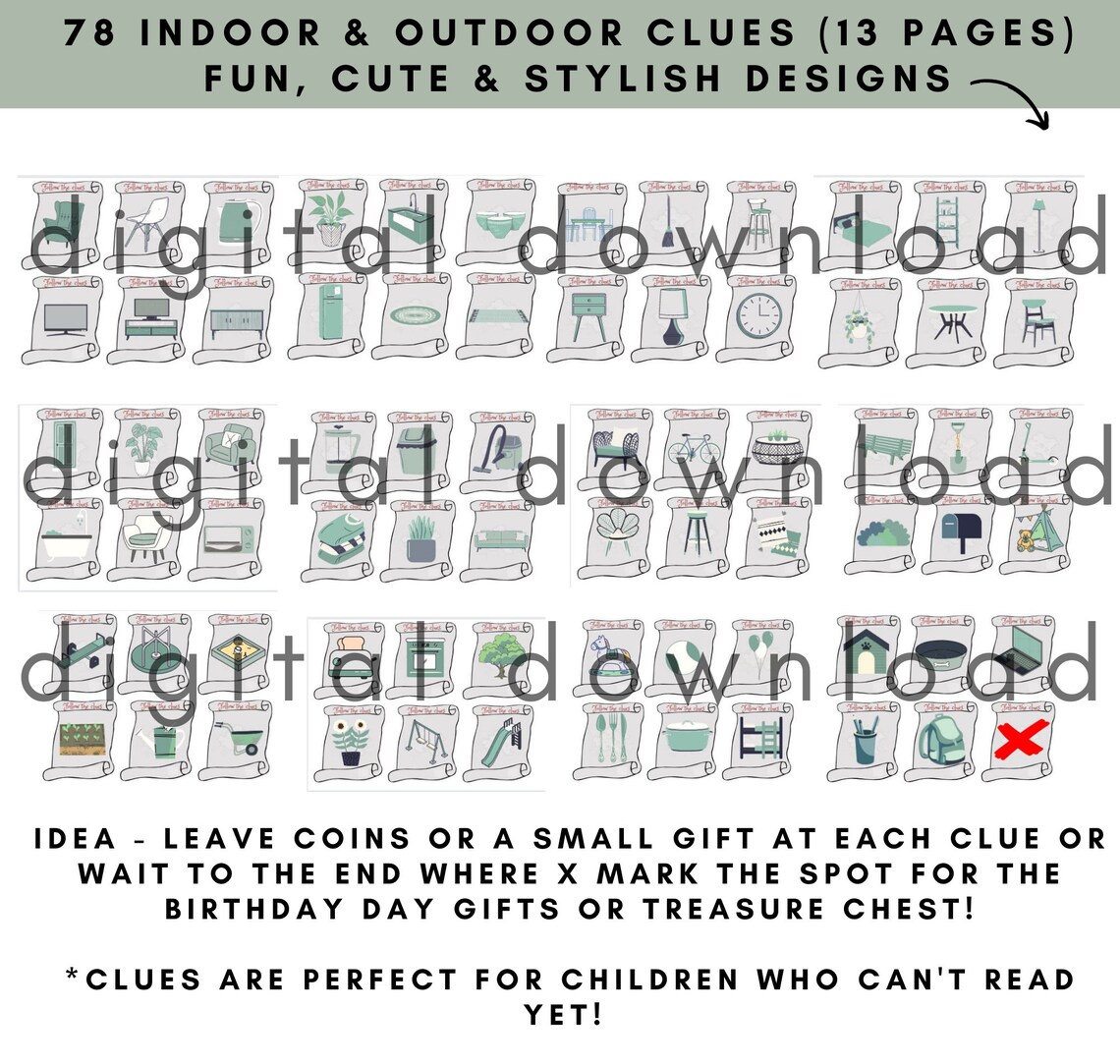 Jungle Treasure Hunt Map & Clues, Digital Download, Kids Game, Kids ...