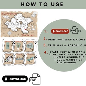 Pirate Treasure Hunt Map & Clues, Digital Download, Treasure Map for ...