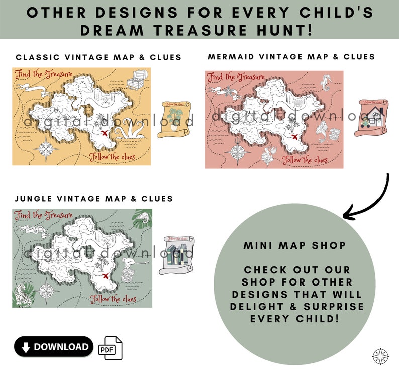 Treasure Hunt Map & Clues Digital Download Kids Game Kids - Etsy