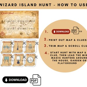 Wizard Treasure Hunt Map & Clues, Digital Download, Magical Kids Game ...