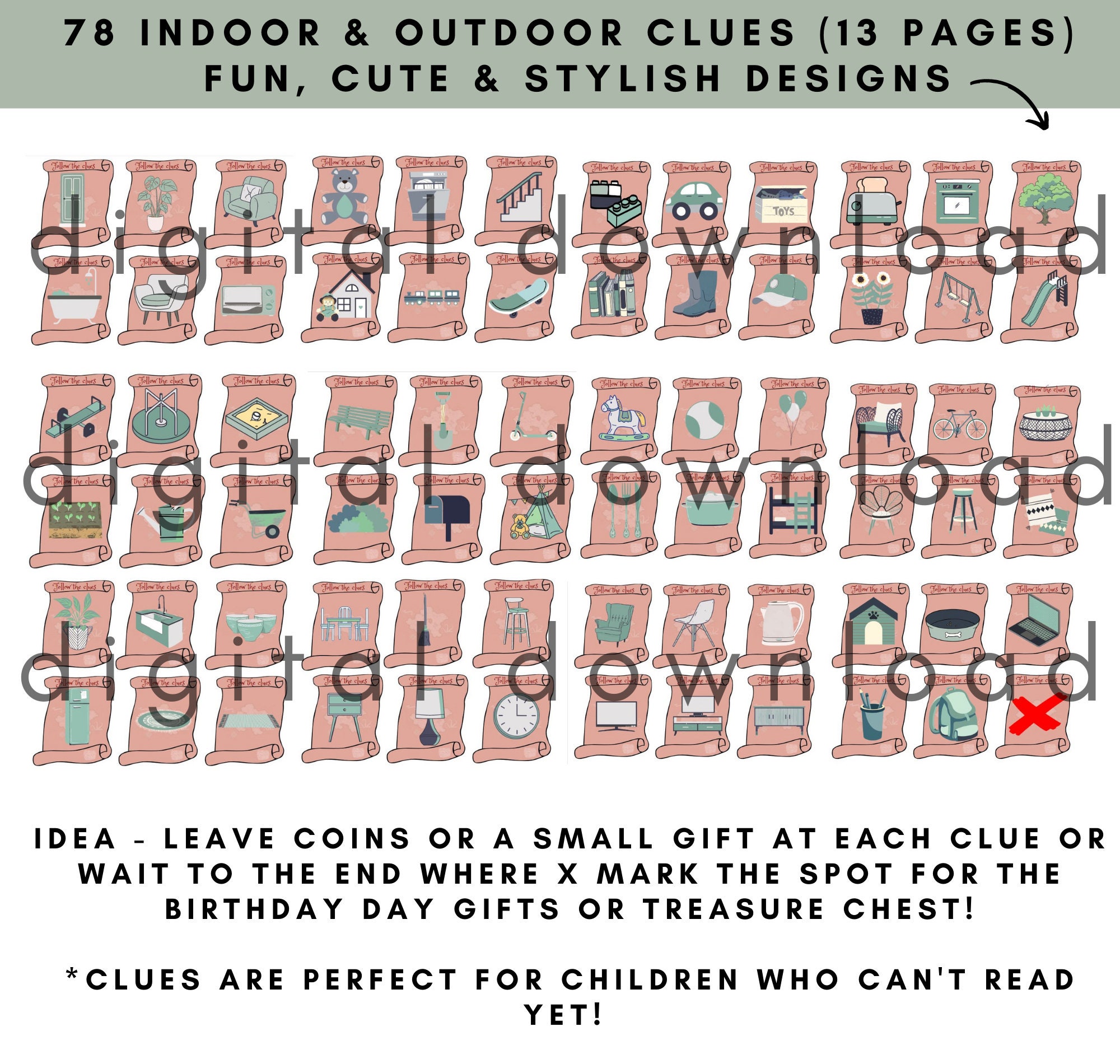Mermaid Treasure Hunt Map & Clues, Digital Download, Treasure Map for ...