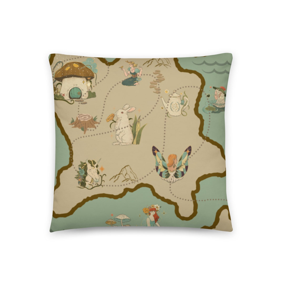 Whimsical Fairytale Treasure Map Cushion Design! Unicorns, Forest ...