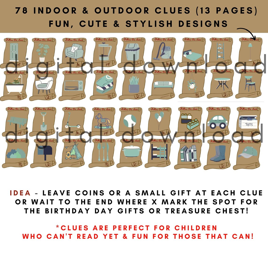 Skull Island Treasure Map & Clues, Digital Download, Treasure Map for ...