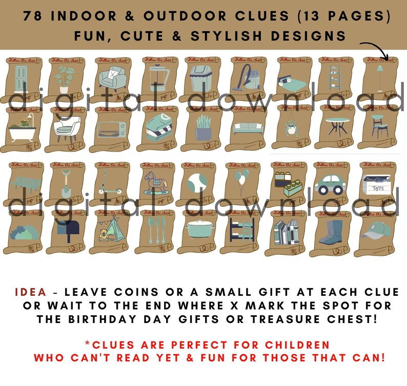 Skull Island Treasure Map & Clues, Digital Download, Treasure Map for ...