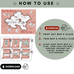 Mermaid Treasure Hunt Map & Clues, Digital Download, Treasure Map for ...