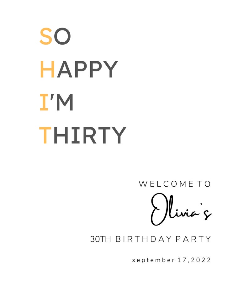 So Happy I'm Thirty Birthday Welcome Sign Minimalist Funny 30th ...
