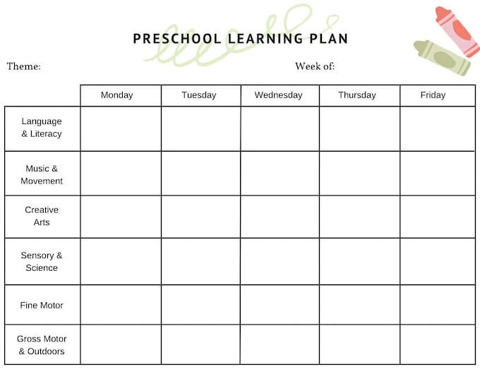 Preschool Learning Plan Toddler Activity Plan Daycare Lesson Planner - Etsy