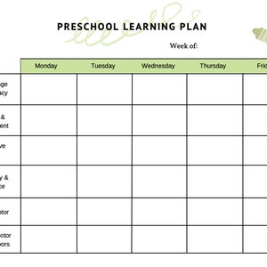 Preschool Learning Plan | Toddler Activity Plan | Daycare Lesson ...
