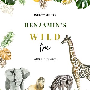 Safari Theme Welcome Sign | Jungle Animals | Wild One | Young Wild ...