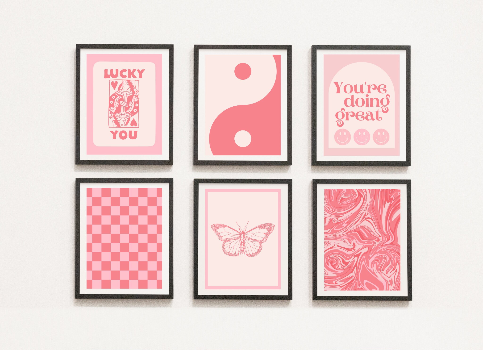 Pink Wall Art Set of 6 Prints Light Pink Wall Prints - Etsy