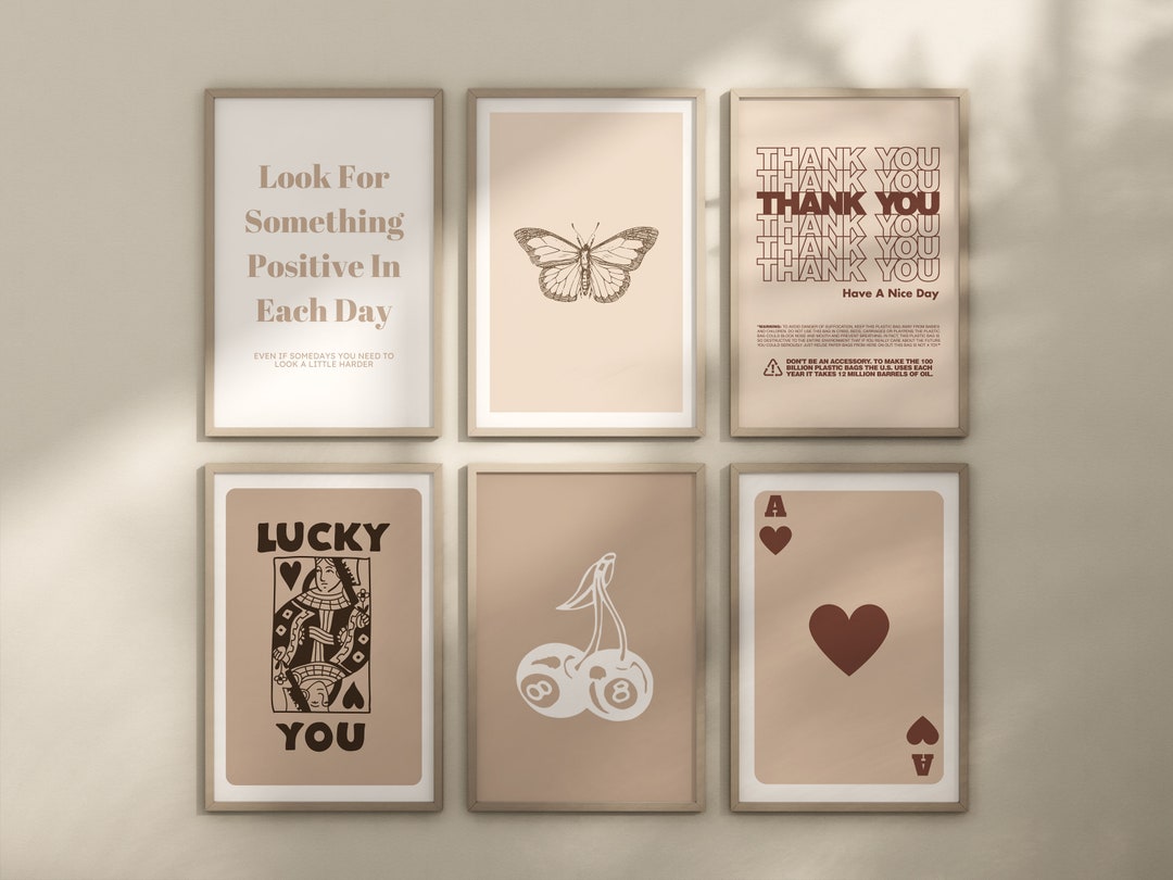 Brown Wall Art Set, Gallery Set of 6, Digital Download, Brown Prints ...