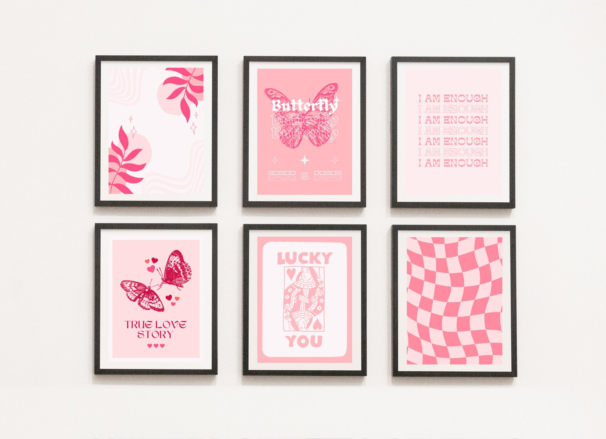 Pink Gallery Wall Set of 6 Prints, Light Pink Wall Prints, Minimalist ...