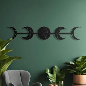 Moon Phases Metal Wall Art, Boho Decor, Celestial Wall Hanging, Lunar ...