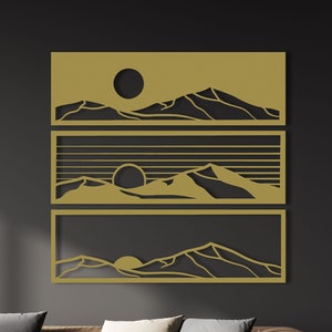 Sunset Metal Wall Art, Set of 3 Wall Decor, Oversized Wall Art, Metal ...