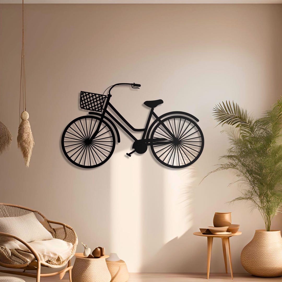 Metal Bicycle Wall Art – Modern Cycling Design, Large Bike Wall Hanging ...