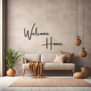 Metal Welcome Home Sign – Rustic Farmhouse Entryway Wall Art, Front ...