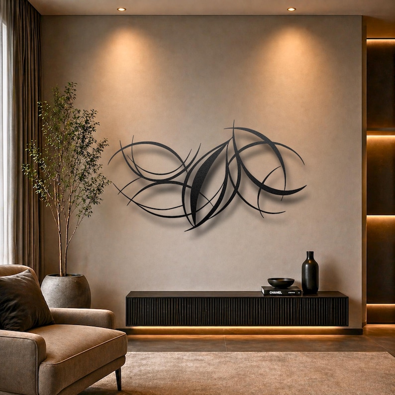 Modern Curved Metal Wall Art – Large Abstract Sculpture, Contemporary ...
