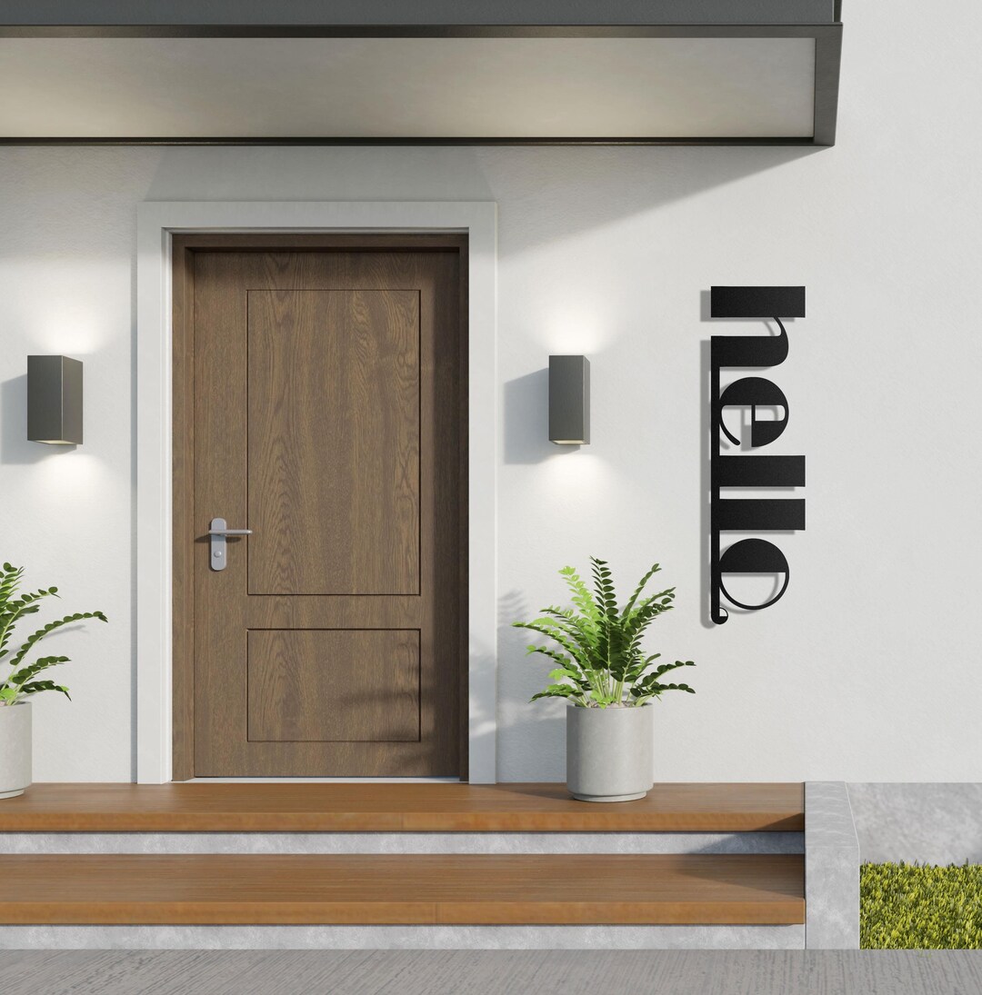 Metal Hello Sign, Entryway Decor, Metal Wall Art, Front Porch Decor ...