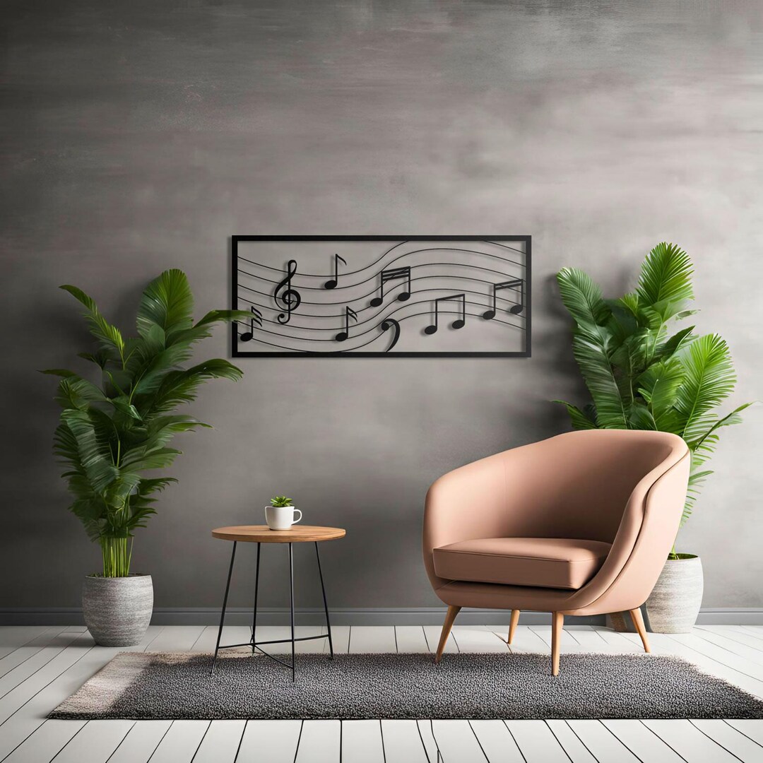 Metal Music Notes Wall Art - Musical Note Sculpture for Home Decor ...