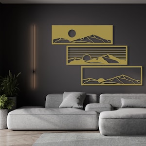 Sunset Metal Wall Art, Set of 3 Wall Decor, Oversized Wall Art, Metal ...