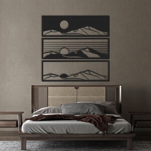 Sunset Metal Wall Art, Set of 3 Wall Decor, Oversized Wall Art, Metal ...