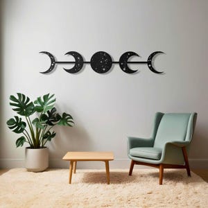 Moon Phases Metal Wall Art, Boho Decor, Celestial Wall Hanging, Lunar ...