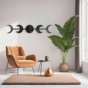 Moon Phases Metal Wall Art, Boho Decor, Celestial Wall Hanging, Lunar ...