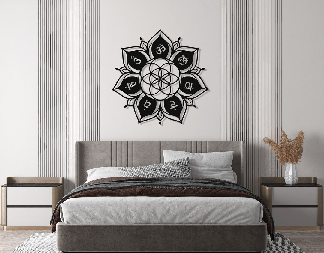Seven Chakra Metal Wall Art, Flower of Life Wall Decor, Lotus Wall Art ...