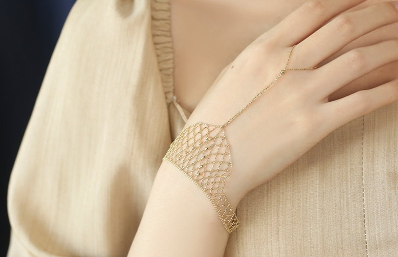 18K Gold Bracelet, Gold Ring Bracelet, Gold Braided Bracelet, Lace ...