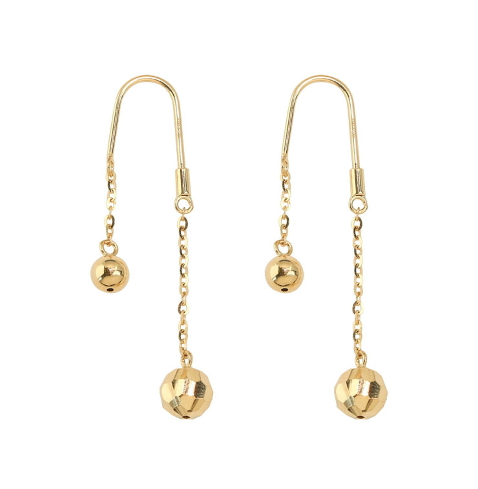 18K Gold Earrings, Gold Ball Earrings, Ball Drop Earrings, Gold Dainty ...