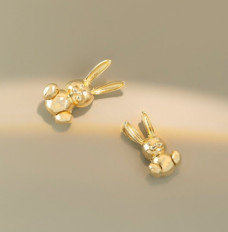 14K Gold Pendant, Gold Rabbit Pendant, Gold Rabbit Charm, Real Gold ...