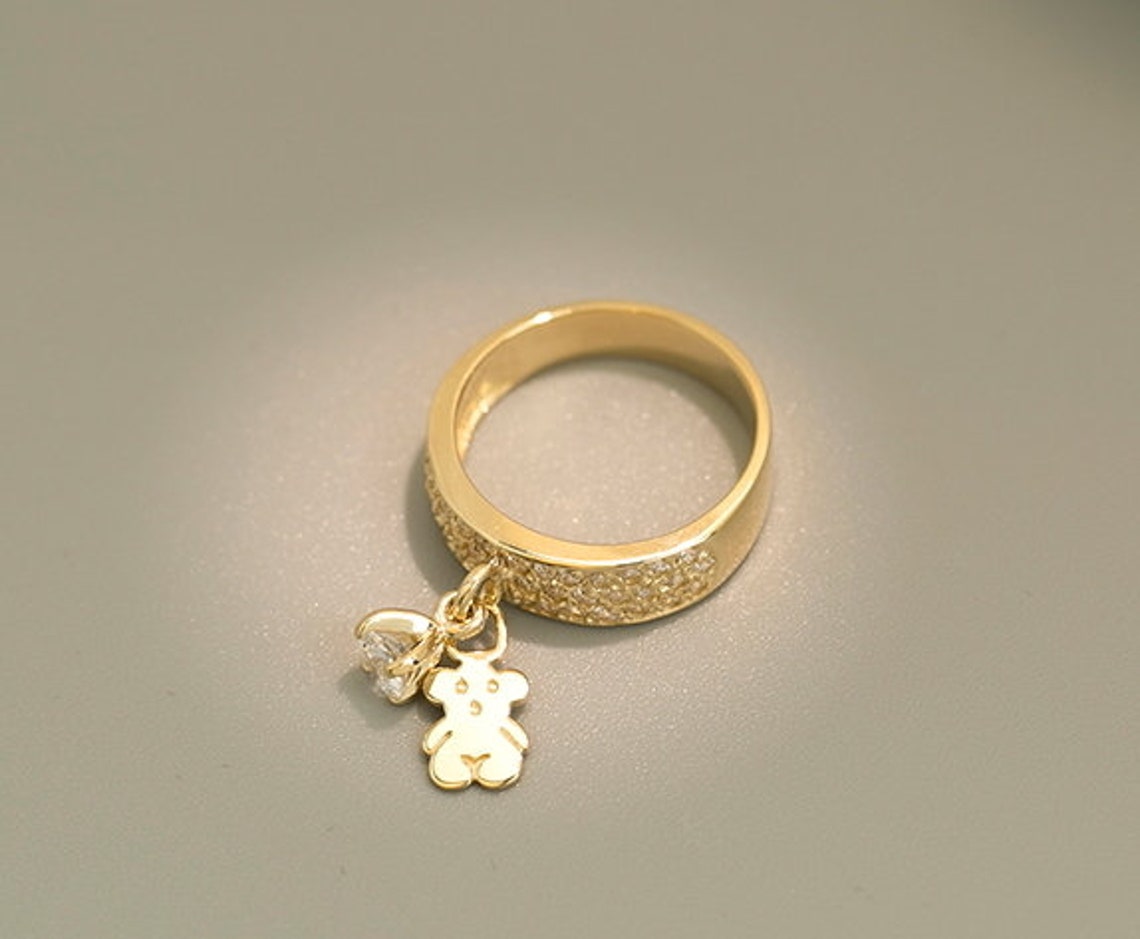 14K Gold Ring, Gold Bear Ring, Teddy Bear Ring, Gold Animal Ring, Gold ...