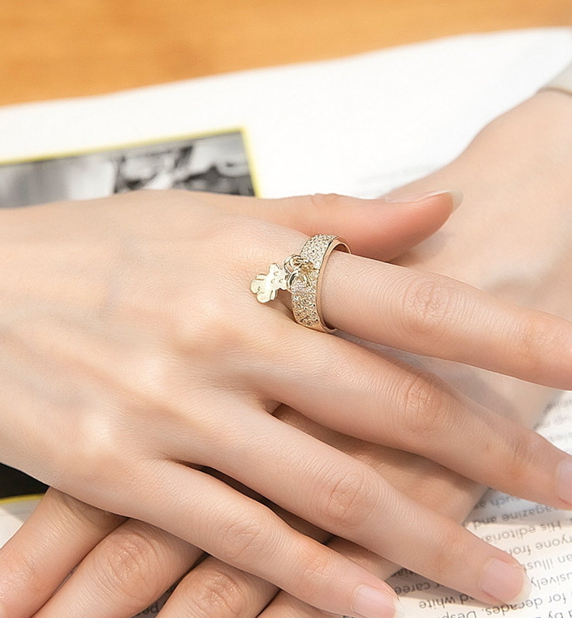 14K Gold Ring, Gold Bear Ring, Teddy Bear Ring, Gold Animal Ring, Gold ...