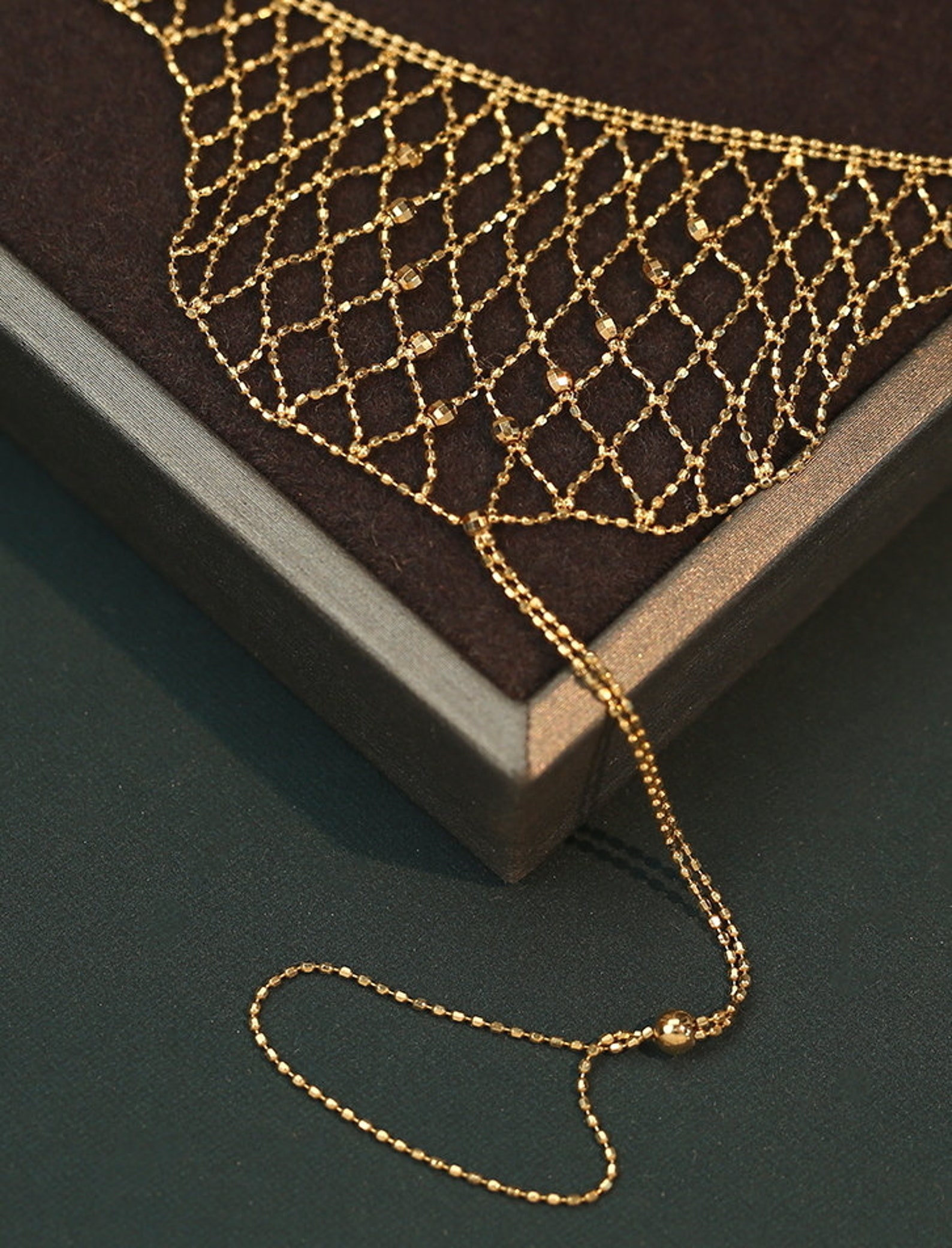 18K Gold Bracelet, Gold Ring Bracelet, Gold Braided Bracelet, Lace ...