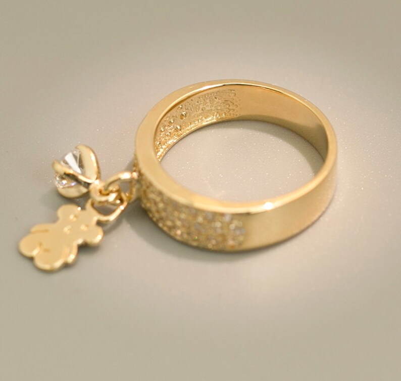 14K Gold Ring, Gold Bear Ring, Teddy Bear Ring, Gold Animal Ring, Gold Dainty Ring, Real Gold ...