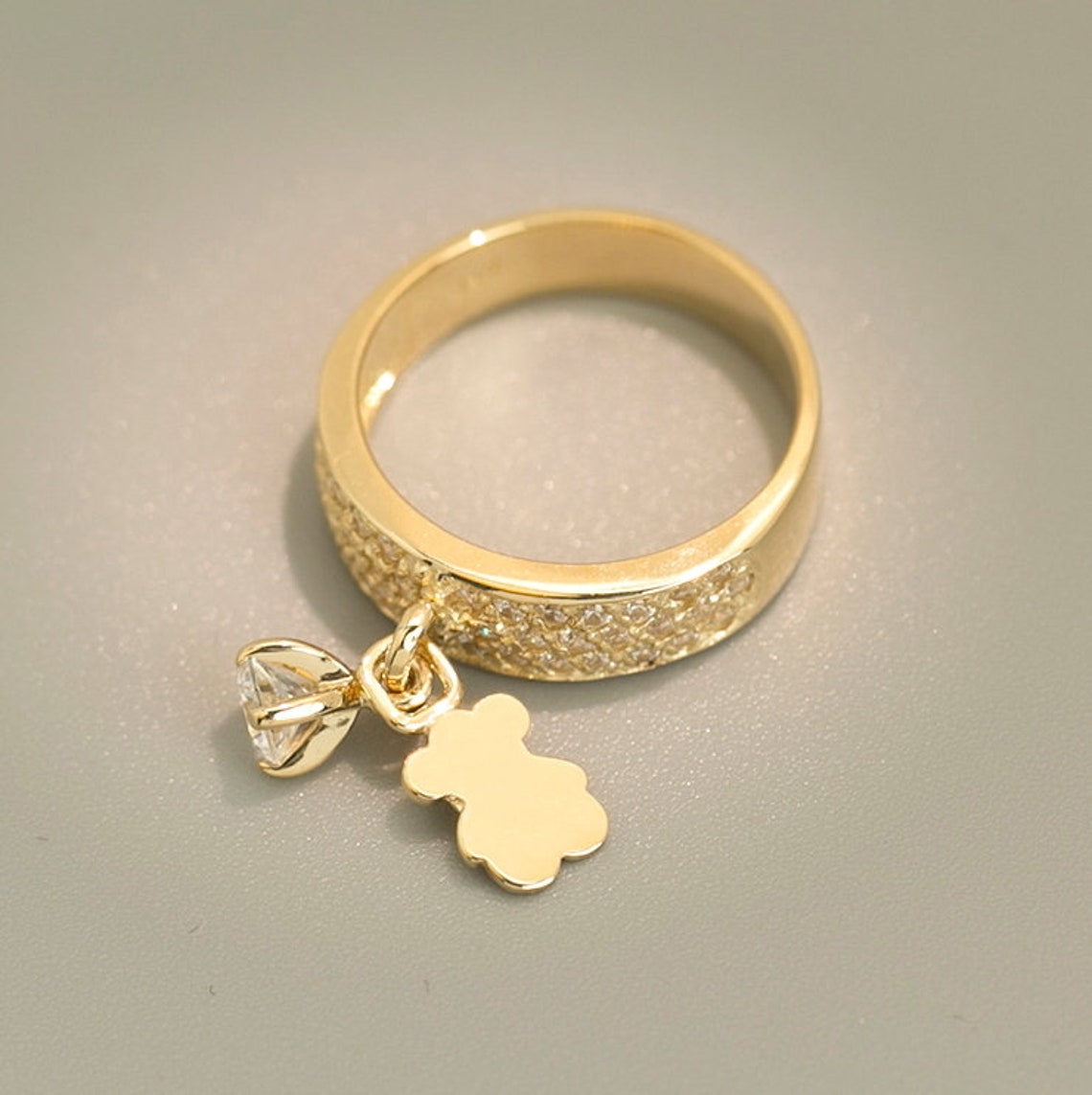 14K Gold Ring, Gold Bear Ring, Teddy Bear Ring, Gold Animal Ring, Gold ...