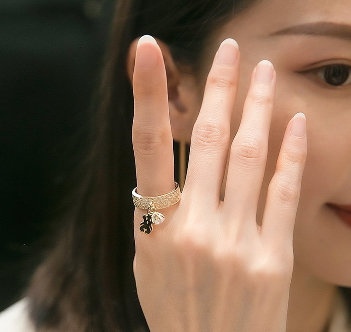 14K Gold Ring, Gold Bear Ring, Teddy Bear Ring, Gold Animal Ring, Gold ...