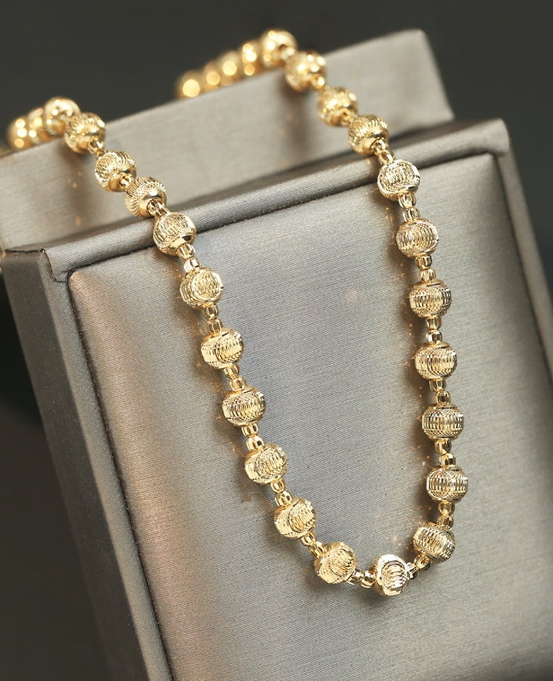 18K Gold Ball Chain Necklace: Delicate Bead Necklace - Etsy