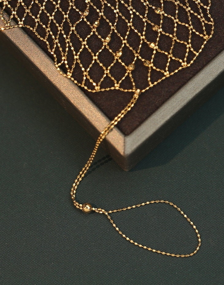 18K Gold Bracelet, Gold Ring Bracelet, Gold Braided Bracelet, Lace ...