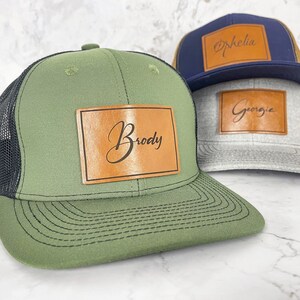 Custom Leather Patch Hats Logo Hats Laser Engraved Leather - Etsy