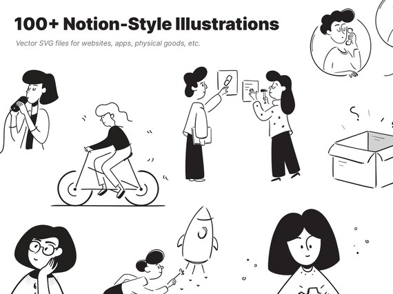 Notioly A Collection of 100 SVG Notion Illustrations and - Etsy